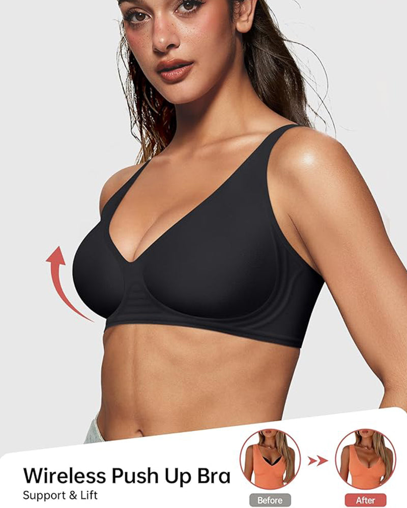 Seamless Deep V Push-Up Wireless Bra – Frye Bra